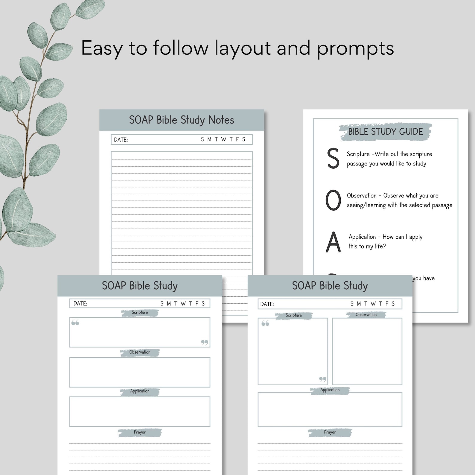 SOAP Bible Study Template Digital Scripture Worksheet Printable ...
