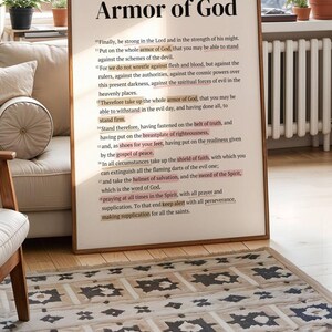 Armor of God Wall Art Bible Verse Home Decor Spiritual Defense Church ...