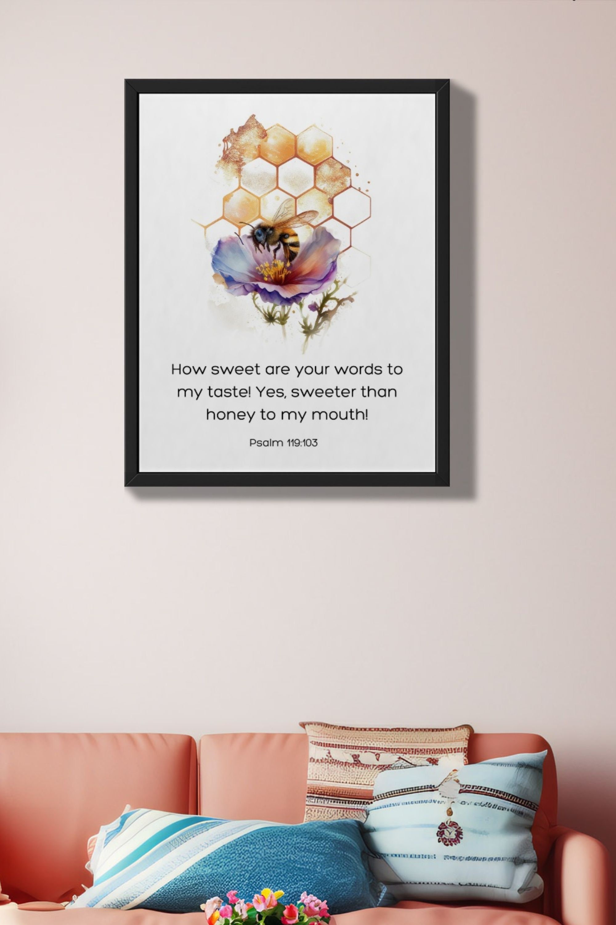 Christian Home Decor Honey Bee Poster Honeybee Flower Nature Garden ...