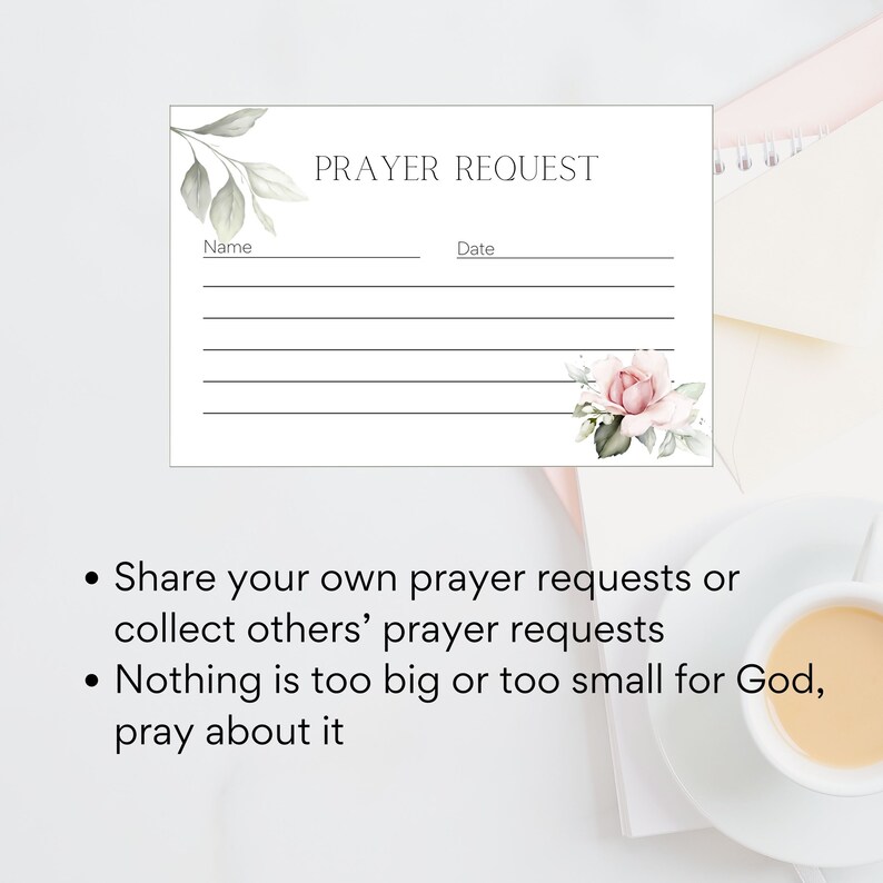 Prayer Request Card Printable Answered Prayer Card Floral Prayer ...