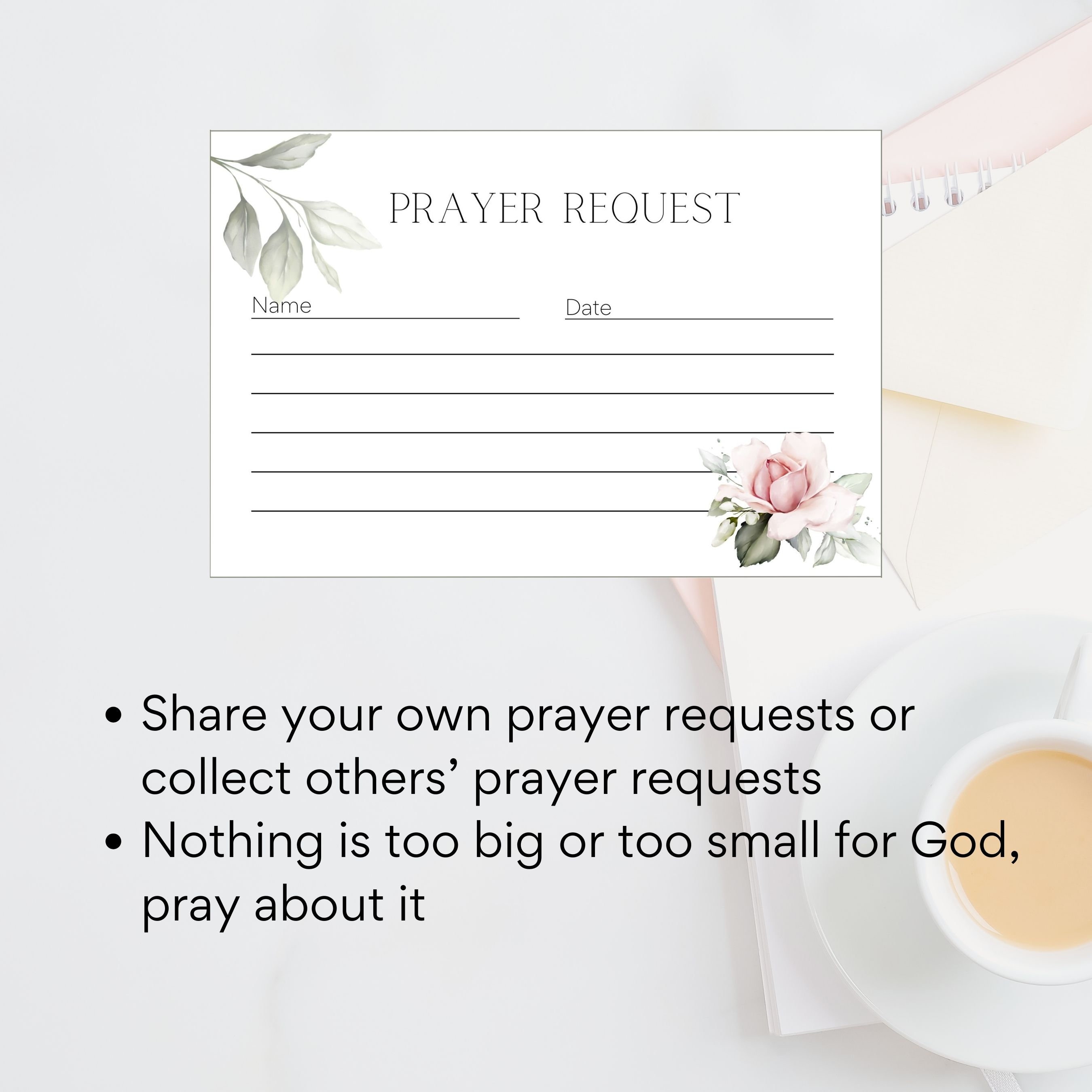 Prayer Request Card Printable Answered Prayer Card Floral Prayer ...