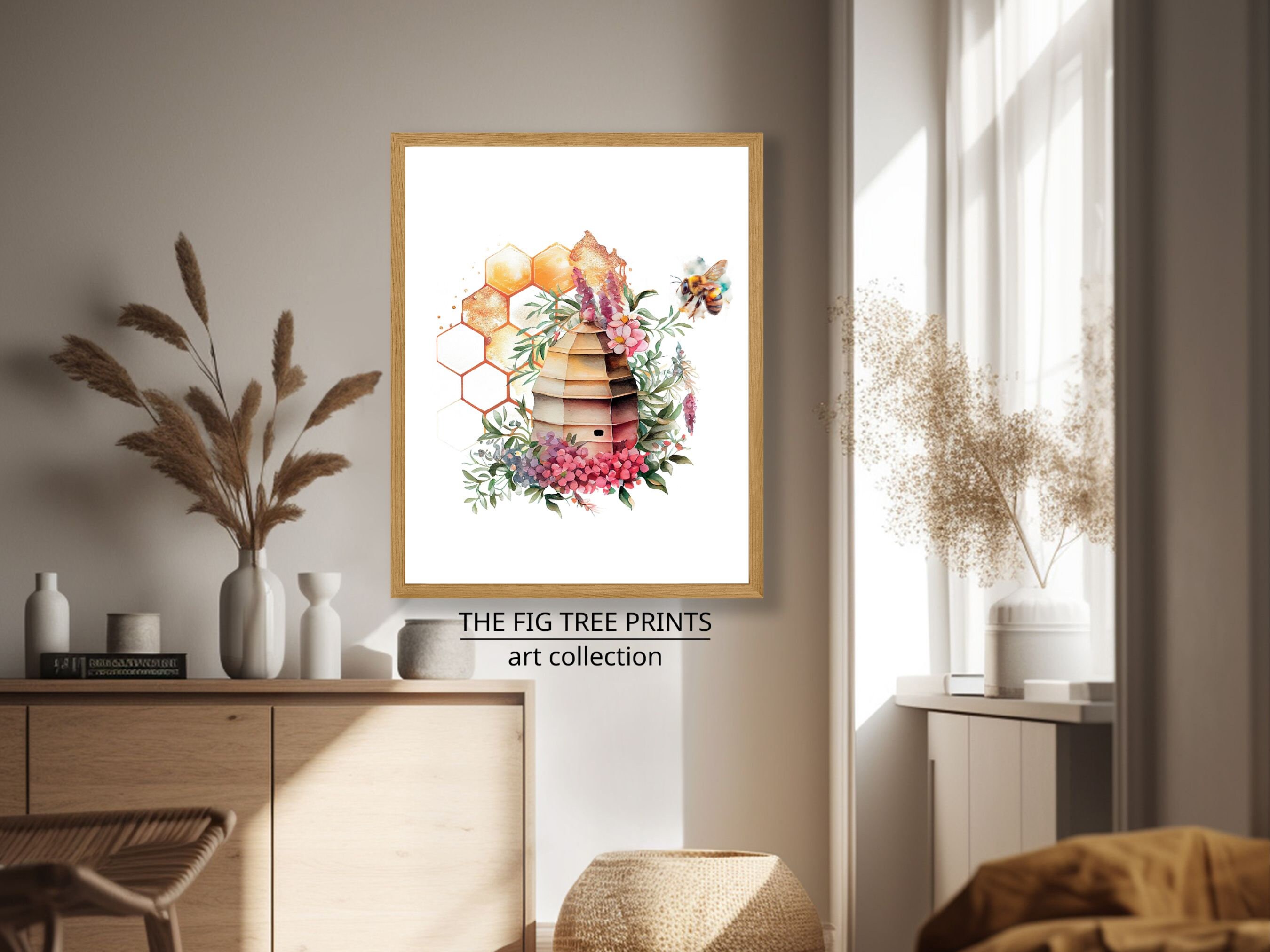 Nature Print Honey Bee Poster Honeybee Home Decor Bee House Sign ...