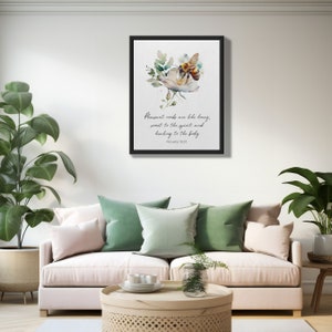 Proverbs 16:24 Honey Bee Scripture Decor Watercolor Floral Bee Print ...