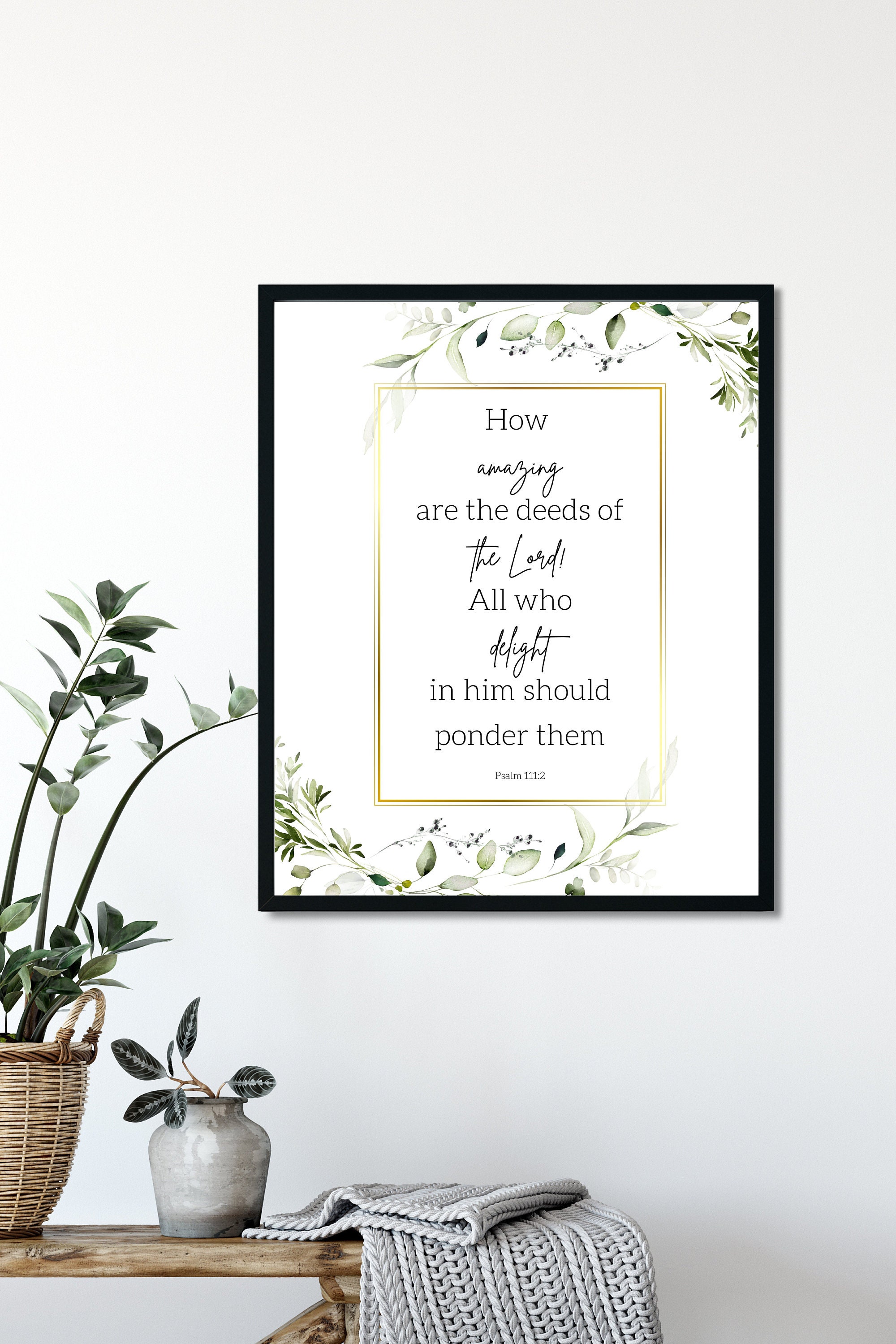 Christian Wall Art Faith Poster Bedroom Scripture Sign Botanical Living ...