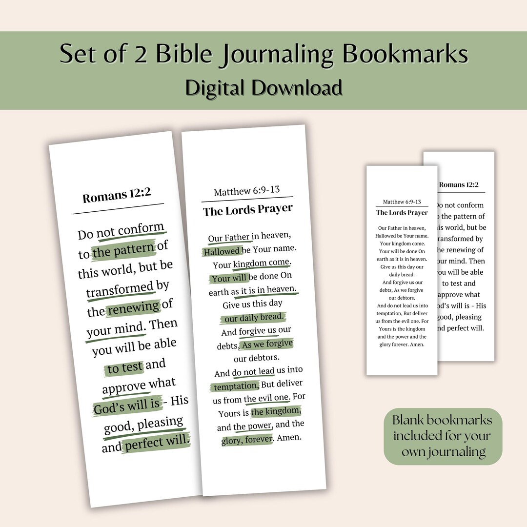 Scripture Bookmark Set of 2 Bible Coloring Bookmark for Bible Study ...