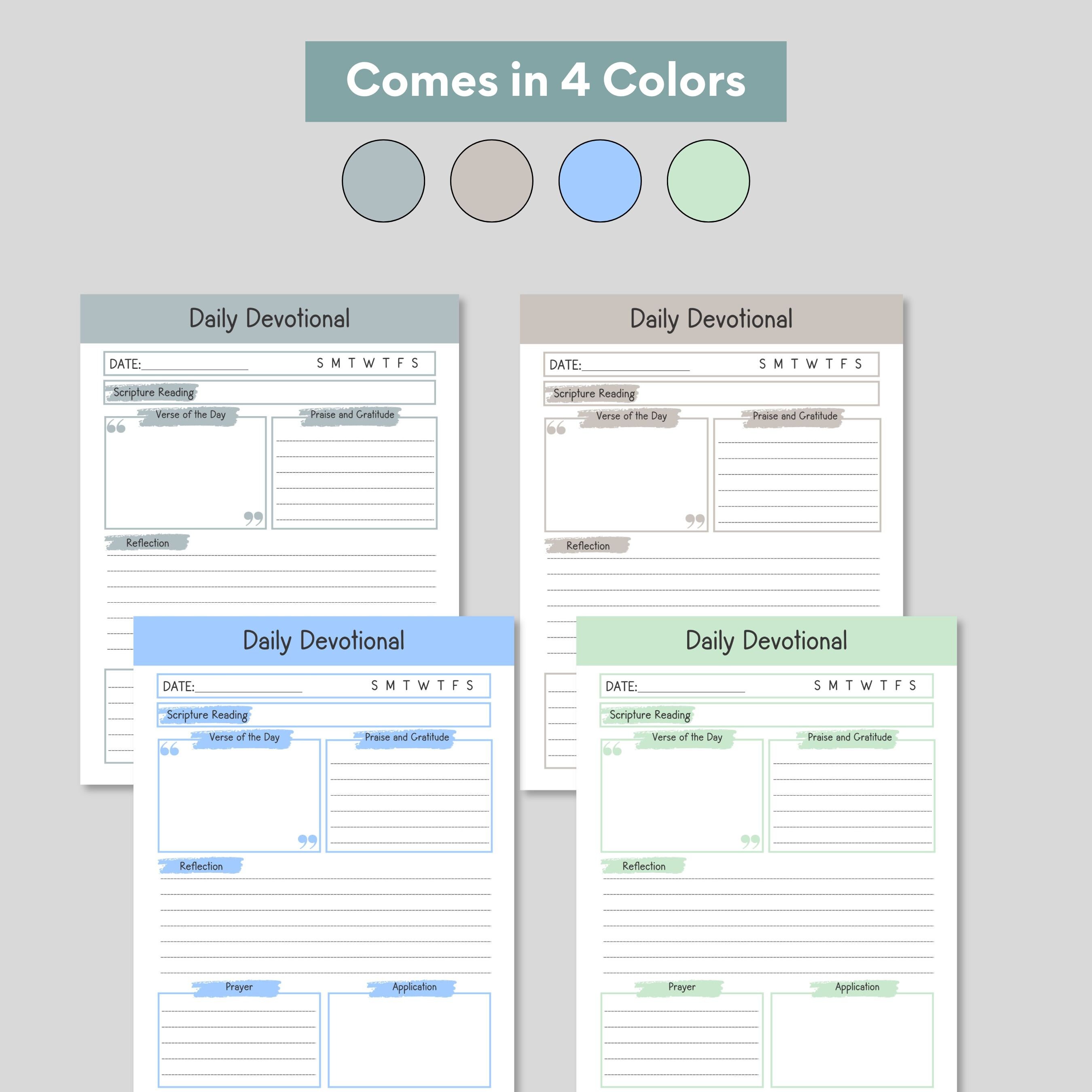 Daily Devotional Printable Planner Christian Quiet Time Devotions ...