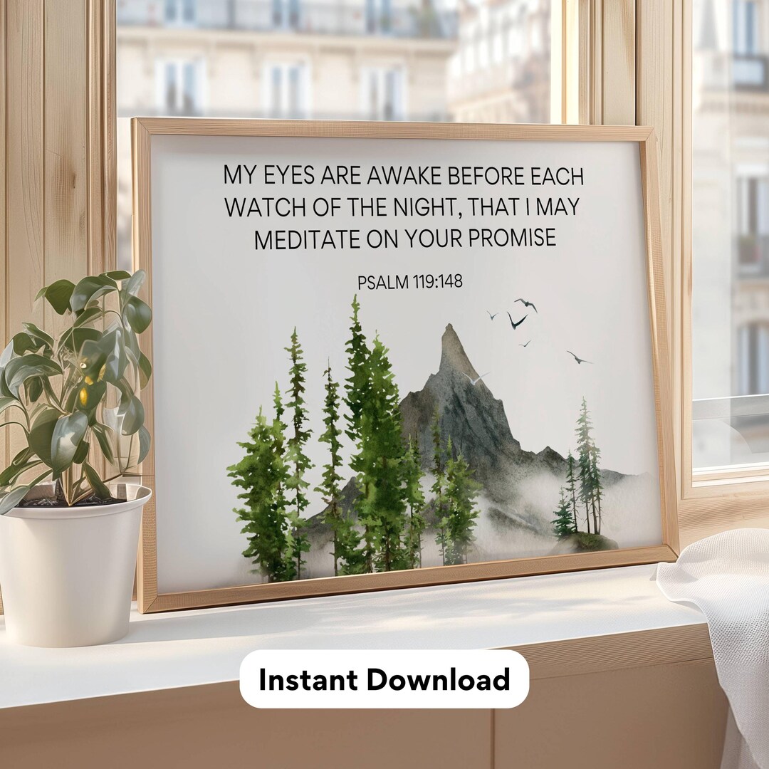 Christian Wall Art Scenery Sign Bible Verse Home Decor Mountains ...