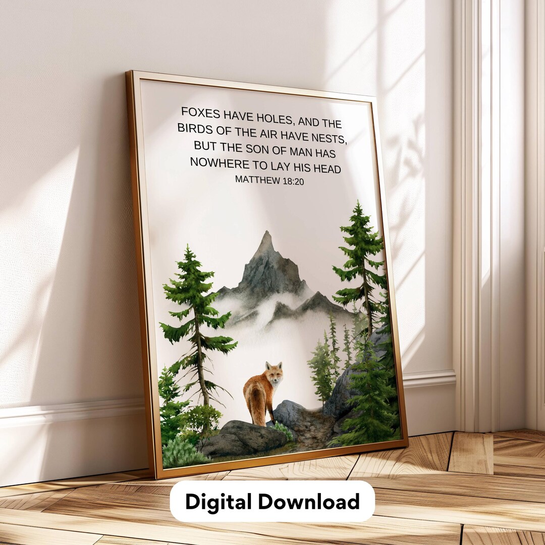 Bible Verse Wall Art Mountain Home Decor Animal Wall Print Landscape ...