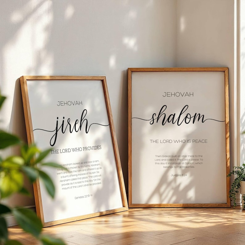 Bible Verse Gallery Names of God Set of 6 Christian Wall Art Typography ...