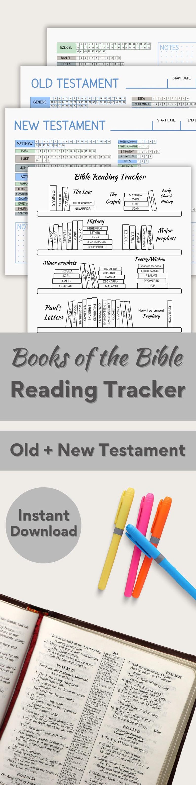 Bible Reading Tracker Printable Scripture Log PDF Bible in Year Plan ...