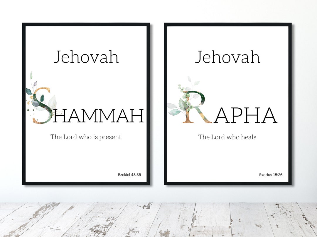 Christian Wall Art Names of God Set of 2 Bible Verse Poster Set ...