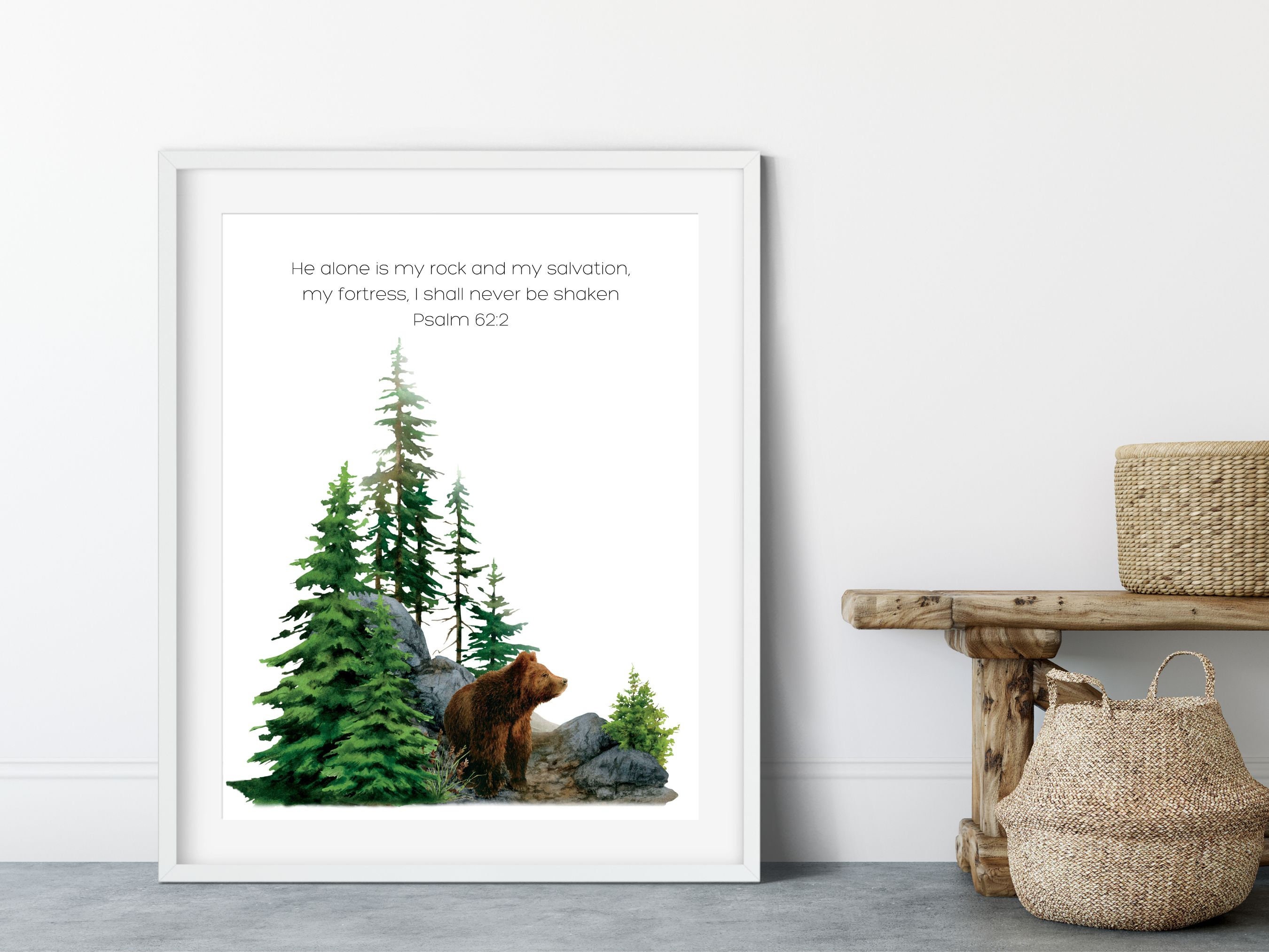 Bible Verse Wall Art Watercolor Print Above Bed Sign Inspirational ...