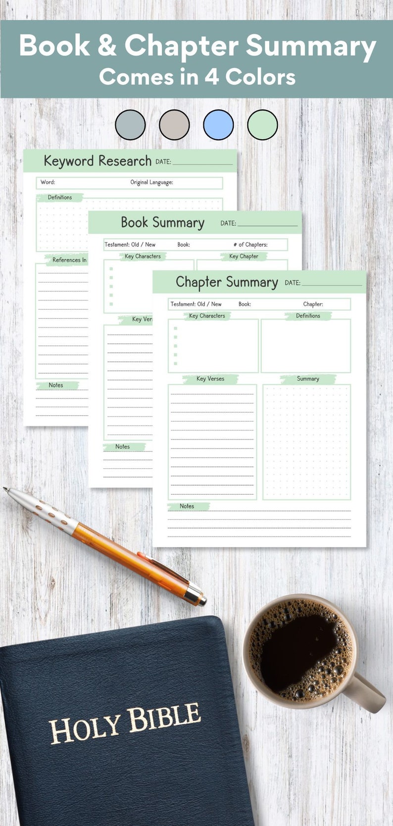 Chapter Summary Bible Study Printable Template Book Summary Christian ...