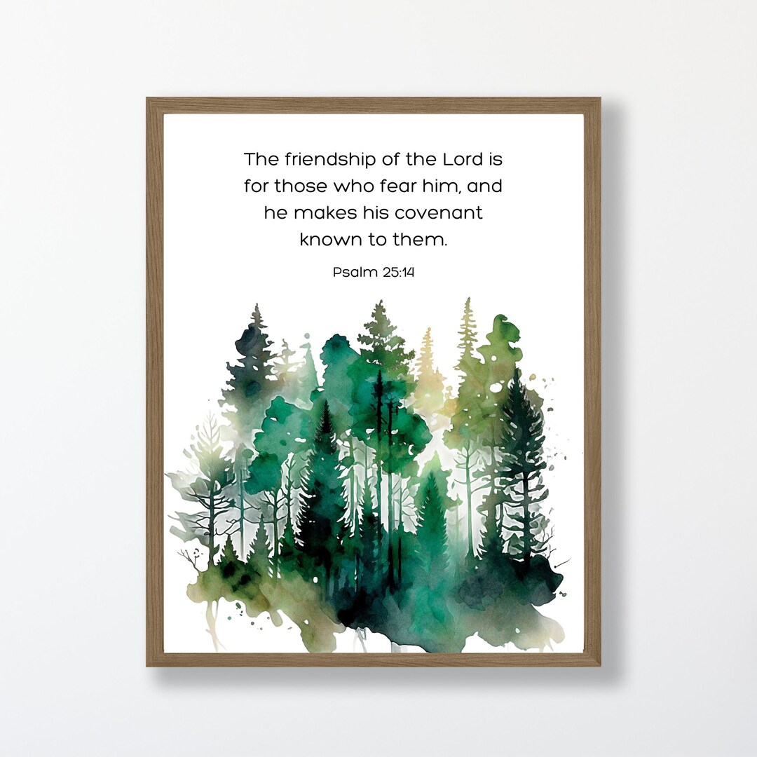 Modern Christian Artwork Forest Bible Verse Home Decor Watercolor ...