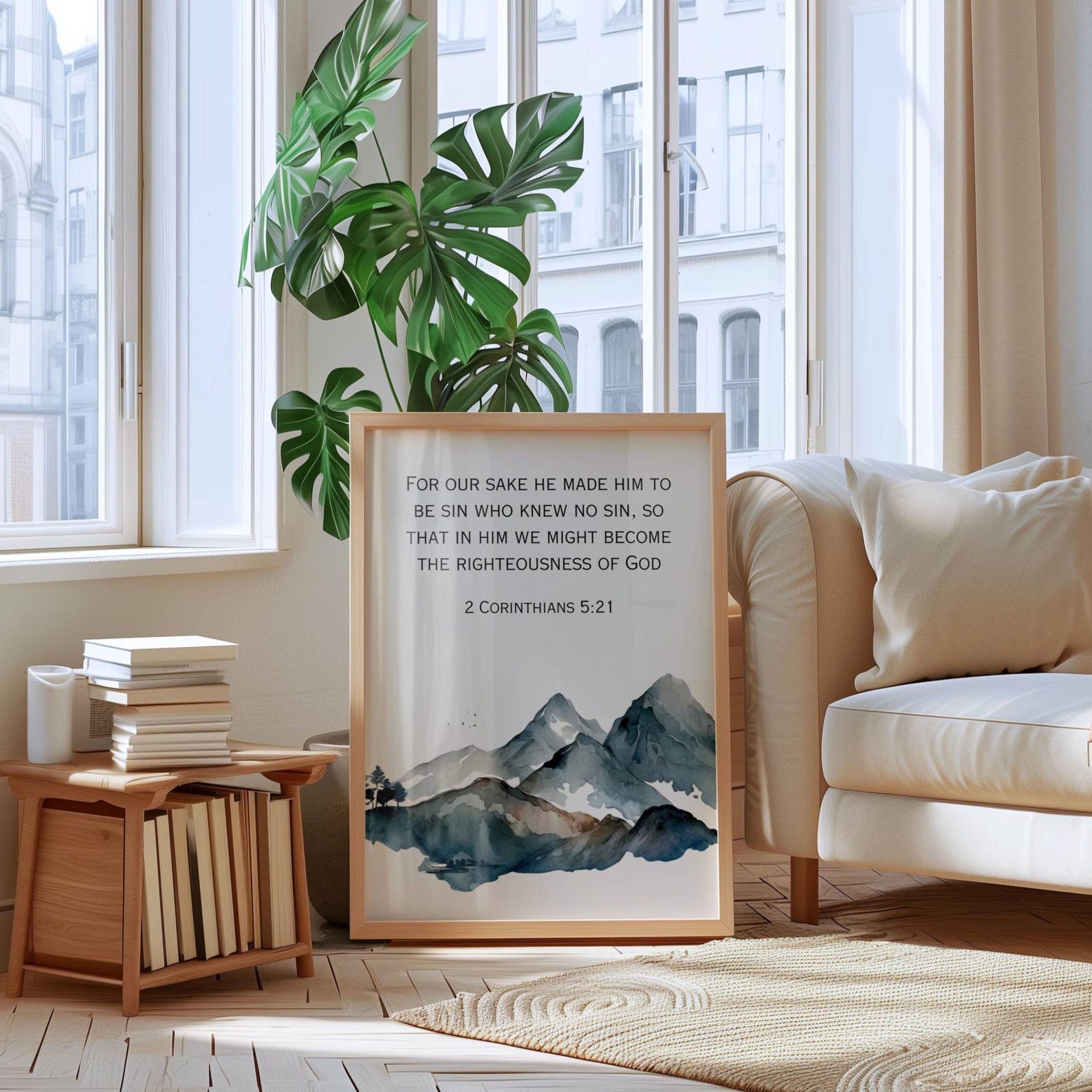 Bible Verse Poster Watercolor Scenery Print Wall Art Aesthetic Living ...