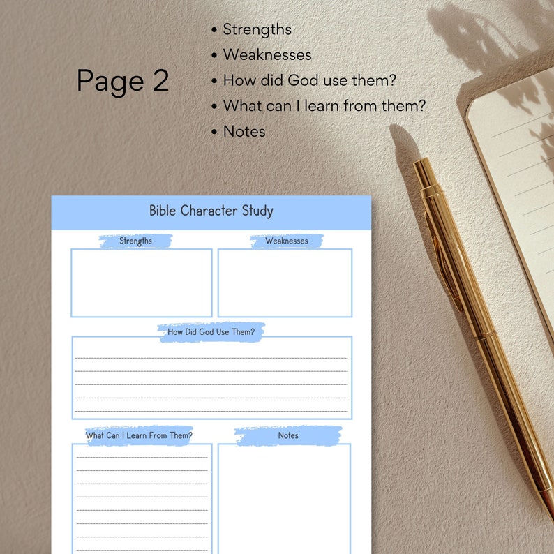 Character Bible Study Printable Template Small Group Christian ...