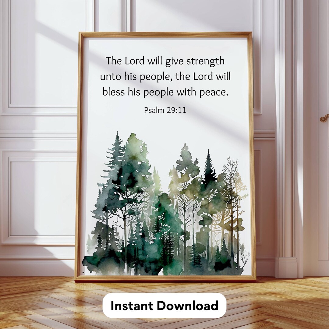 Bible Verse Wall Art Scenery Scripture Artwork Living Room Watercolor ...