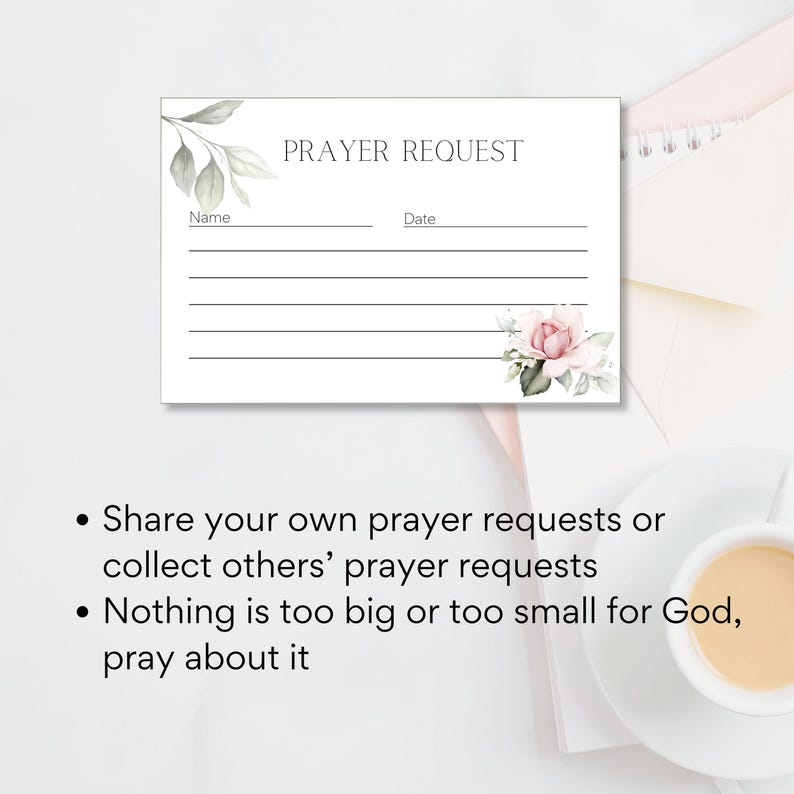 Prayer Request Card Printable Answered Prayer Card Floral Prayer ...