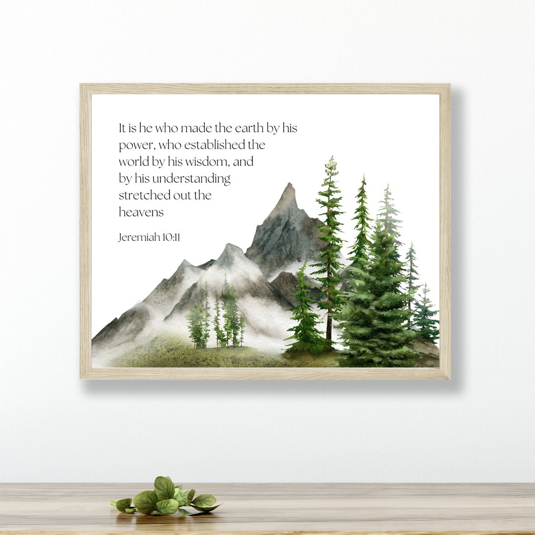 Bible Verse Poster Mountain Trees Bible Verse Sign Aesthetic Room Decor ...