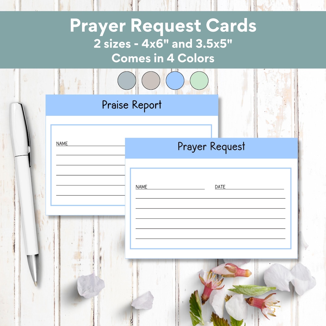 Printable Prayer Request Card Praise Report Template Family Devotions ...