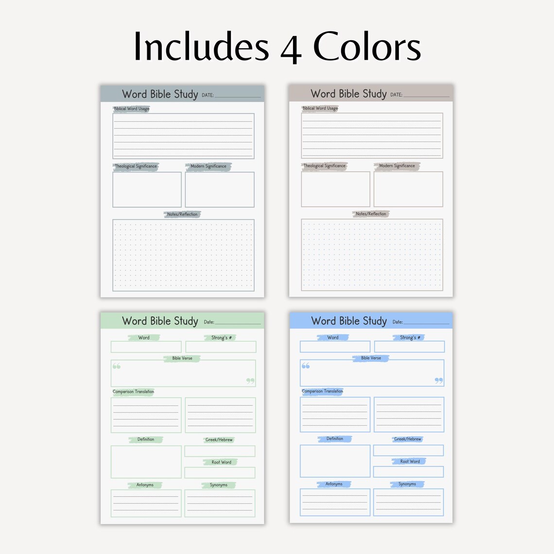 Word Bible Study Template Printable Christian In-depth Scripture Study ...