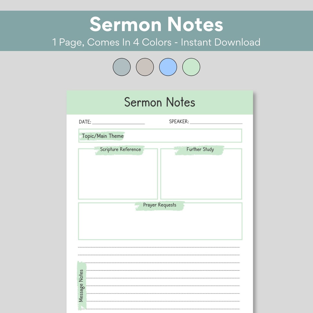 Sermon Note Printable Church Service Note Goodnotes Sermon Template ...