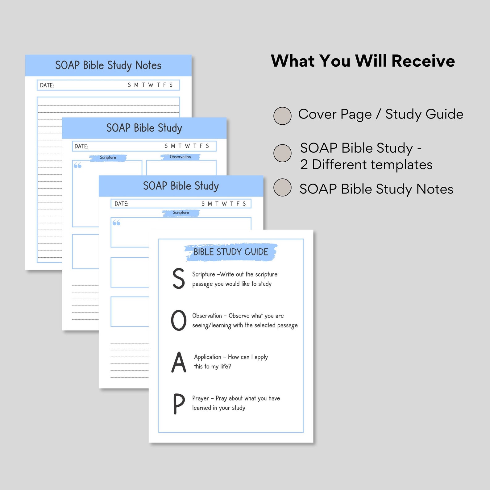 SOAP Bible Study Template Digital Scripture Worksheet Printable ...
