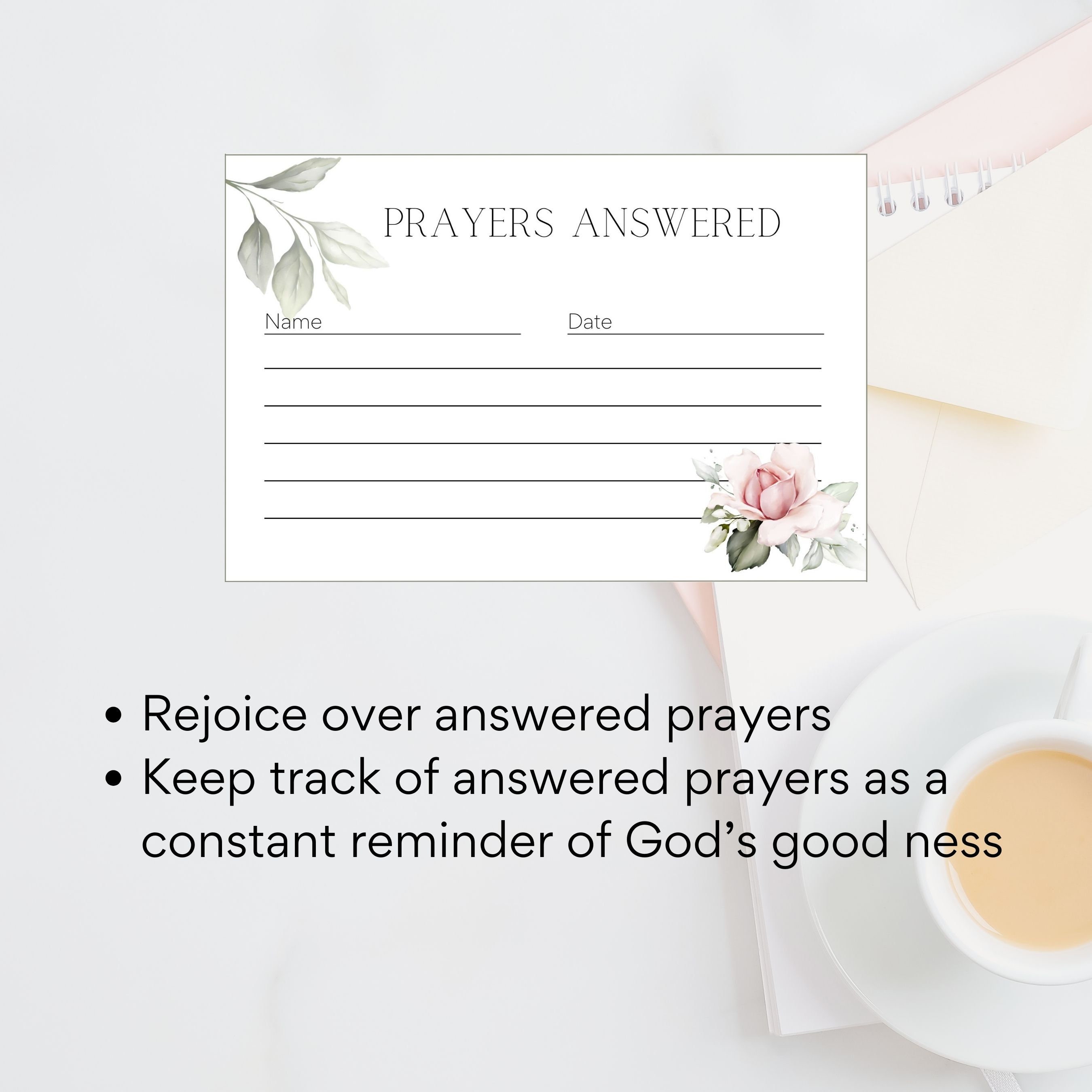 Prayer Request Card Printable Answered Prayer Card Floral Prayer ...