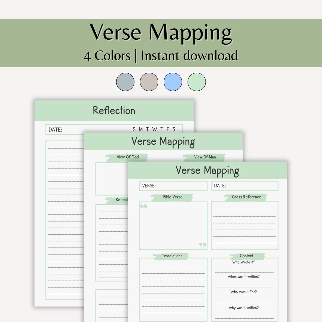 Digital Download Verse Mapping Template Bible Study Printable Bible ...
