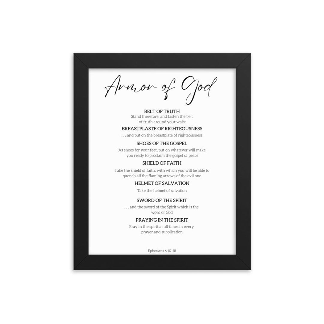 Armor of God Framed Poster Bible Verse Minimalist Wall Art Living Room ...