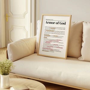 Armor of God Wall Art Bible Verse Home Decor Spiritual Defense Church ...