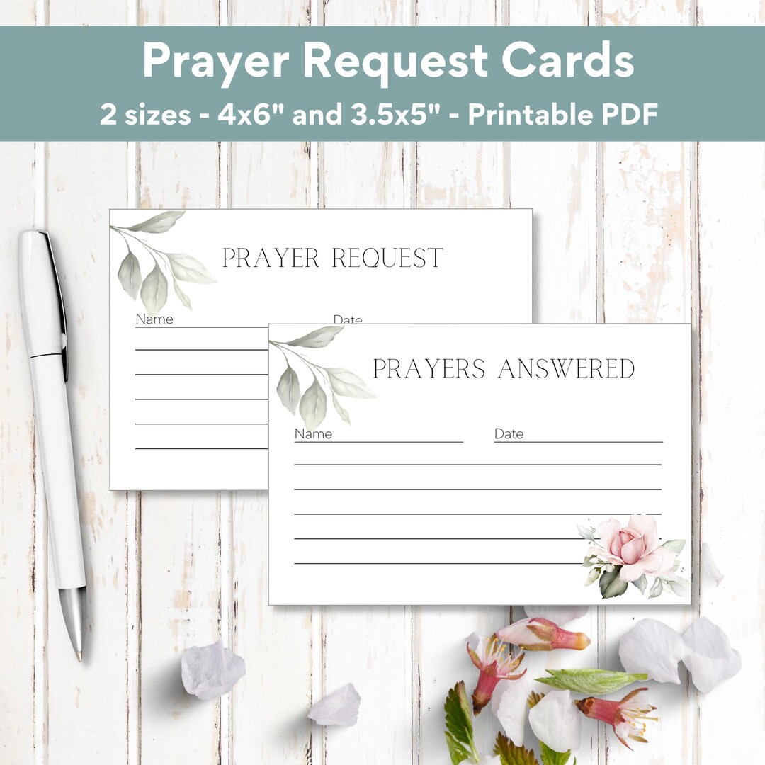 Prayer Request Card Printable Answered Prayer Card Floral Prayer ...