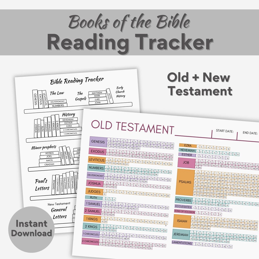 Bible Reading Tracker Scripture Log Bible Study Planner Printable Daily ...