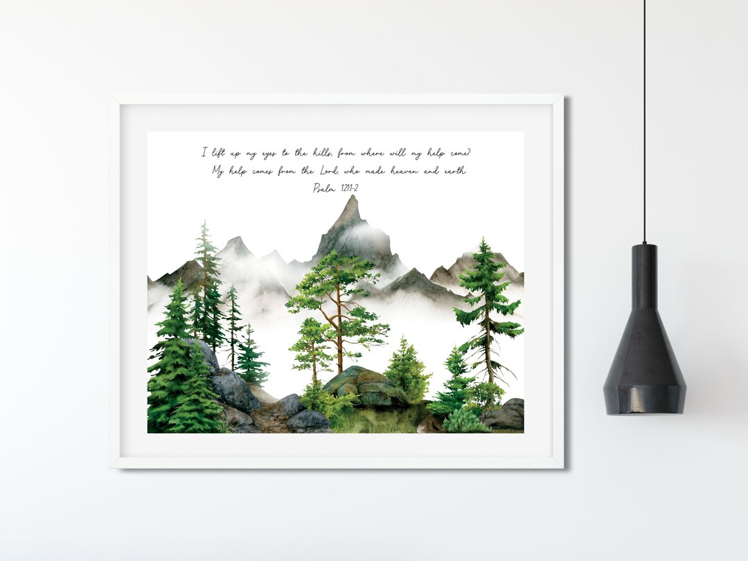 Bible Verse Poster Scenery Wall Art Mountains Trees Nature Home Decor ...