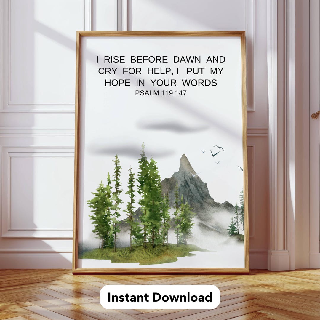 Landscape Art Print Watercolor Bible Verse Poster Jesus Art Sign ...
