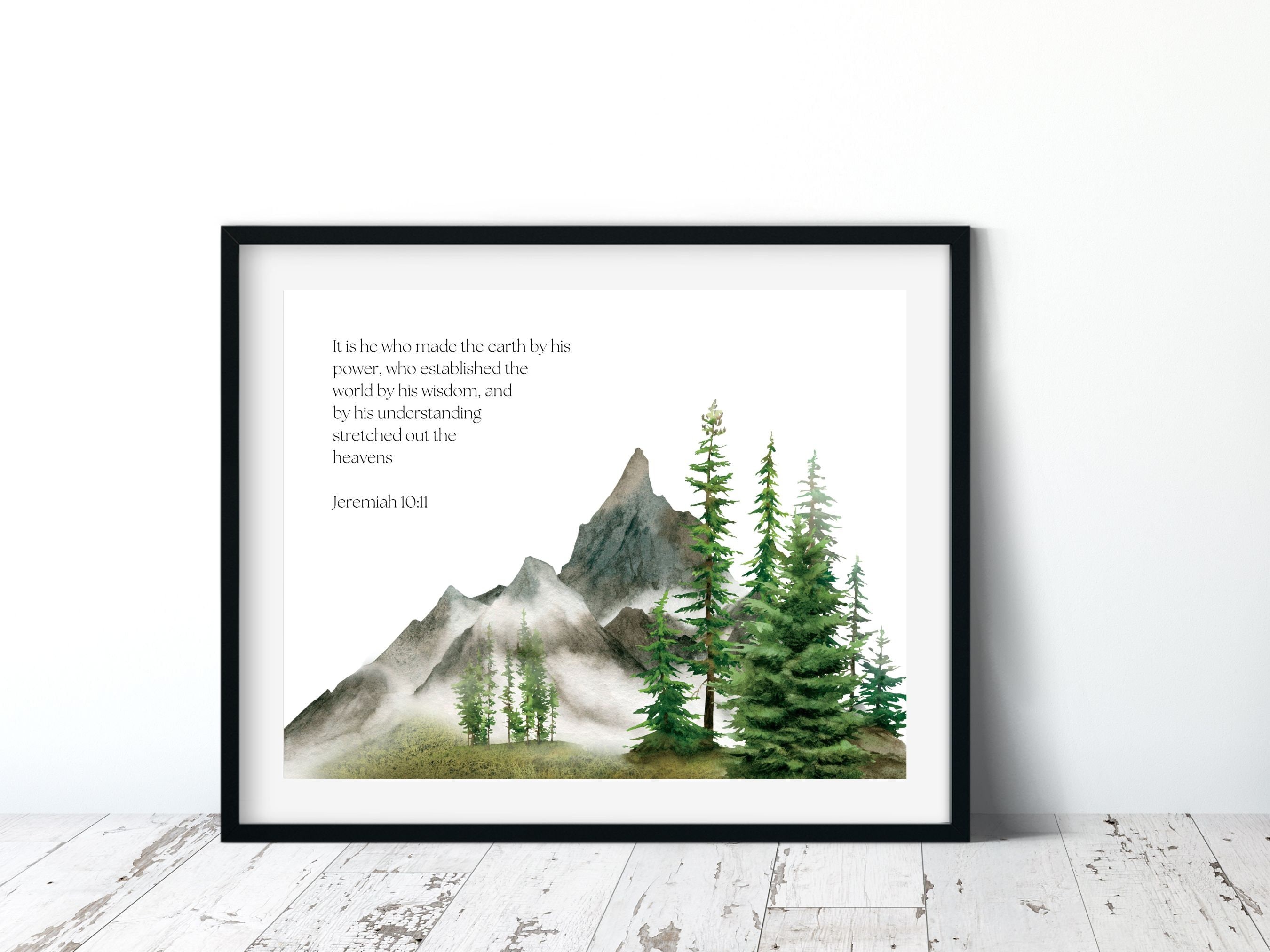Bible Verse Poster Mountain Trees Bible Verse Sign Aesthetic Room Decor ...