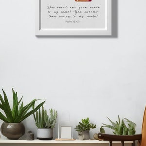 Honey Bee Bible Verse Poster Nature Honeybee Floral Wall Art Bumble Bee ...