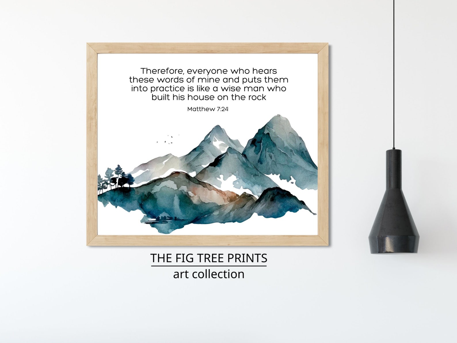 Bible Verse Nature Wall Art Christian Watercolor Mountain Home Decor ...