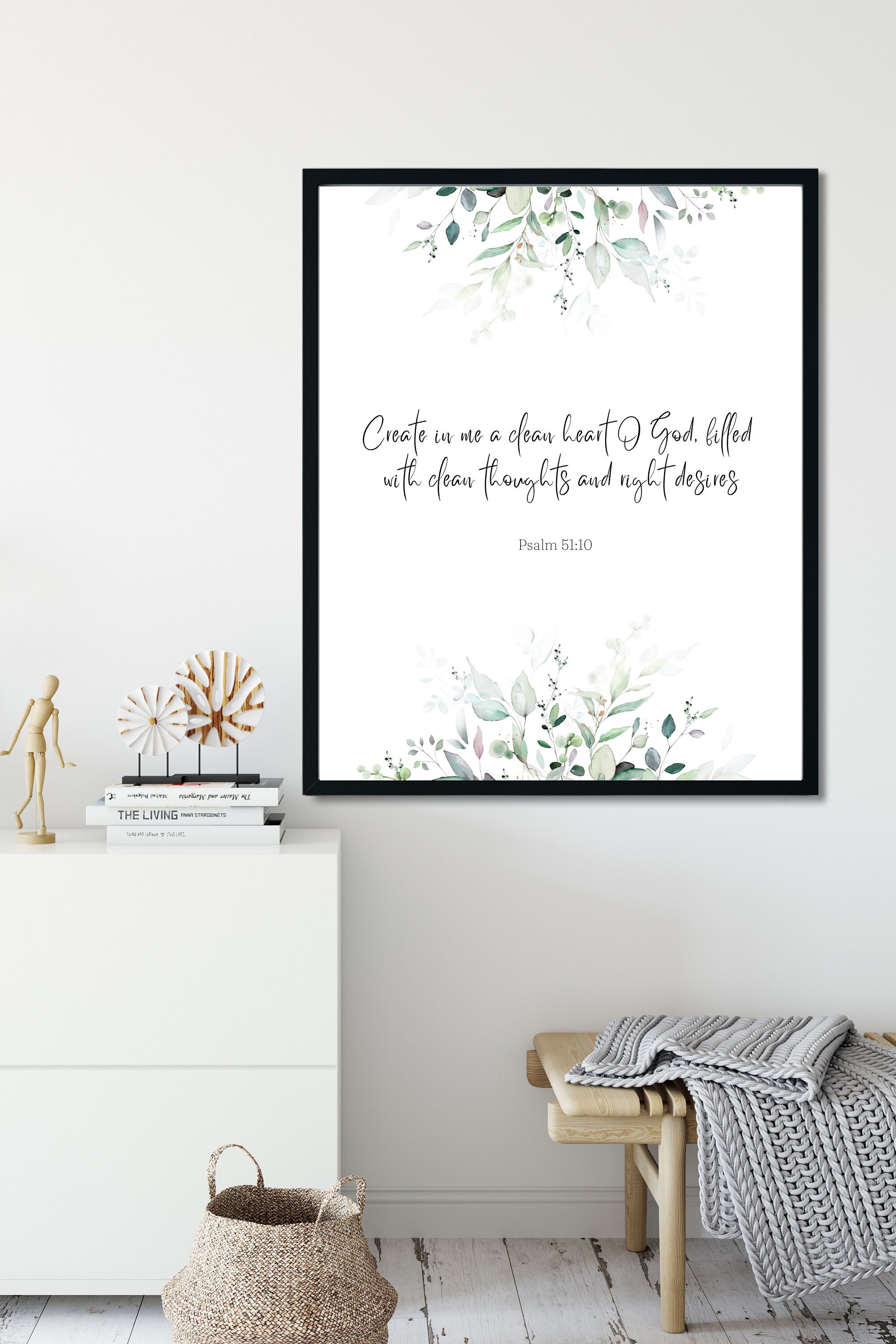 Botanical Wall Art Christian Watercolor Home Decor Bedroom Modern ...