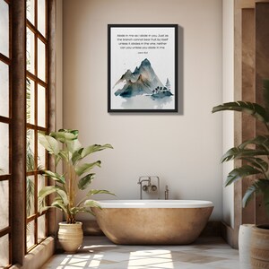 Bible Verse Poster Forest Wall Art Landscape Bible Art Farmhouse ...