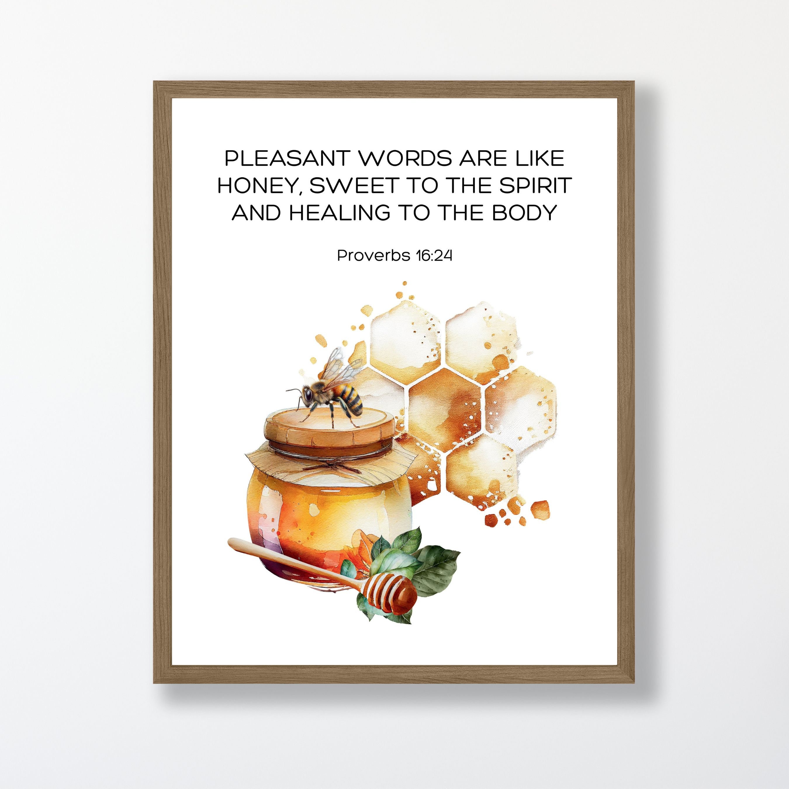 Honey Jar Wall Print Family Room Christian Home Decor Honeycomb ...