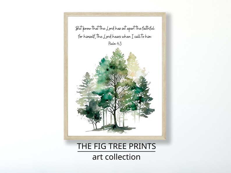 Psalm 4:3 Forest Bible Verse Home Decor Watercolor Scenery - Etsy