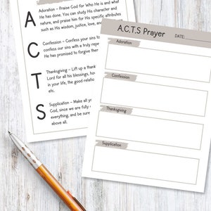 ACTS Prayer Guide Template New Christian Bible Study Worksheet Daily ...