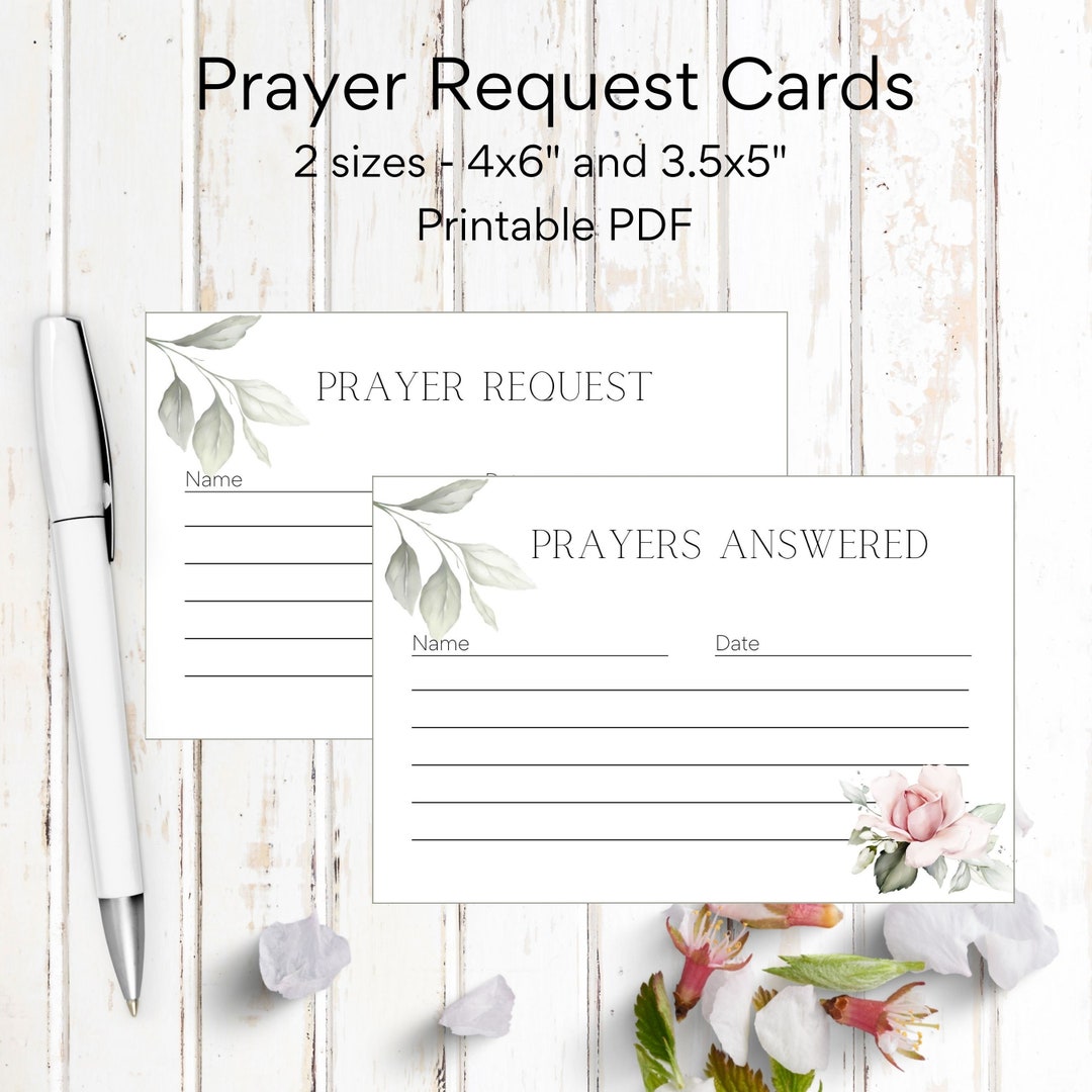 Prayer Request Card Printable Answered Prayer Card Floral Prayer ...