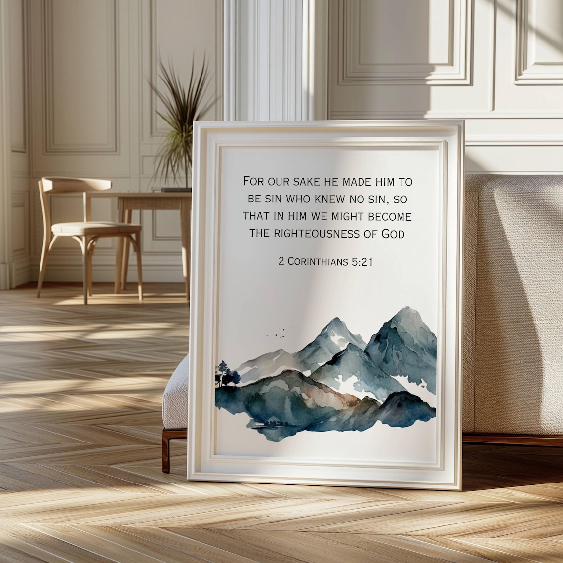 Bible Verse Poster Watercolor Scenery Print Wall Art Aesthetic Living ...
