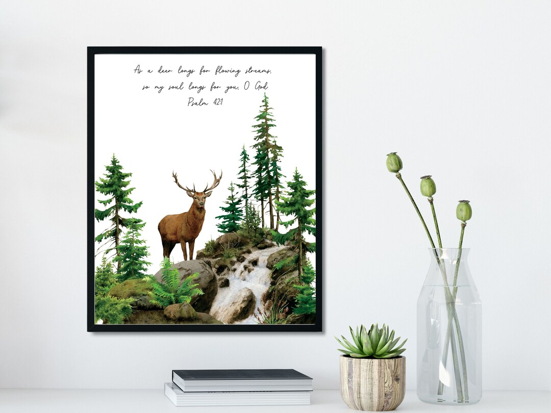 Printable Wall Art Christian Waterfall Office Decor Mountain Trees ...