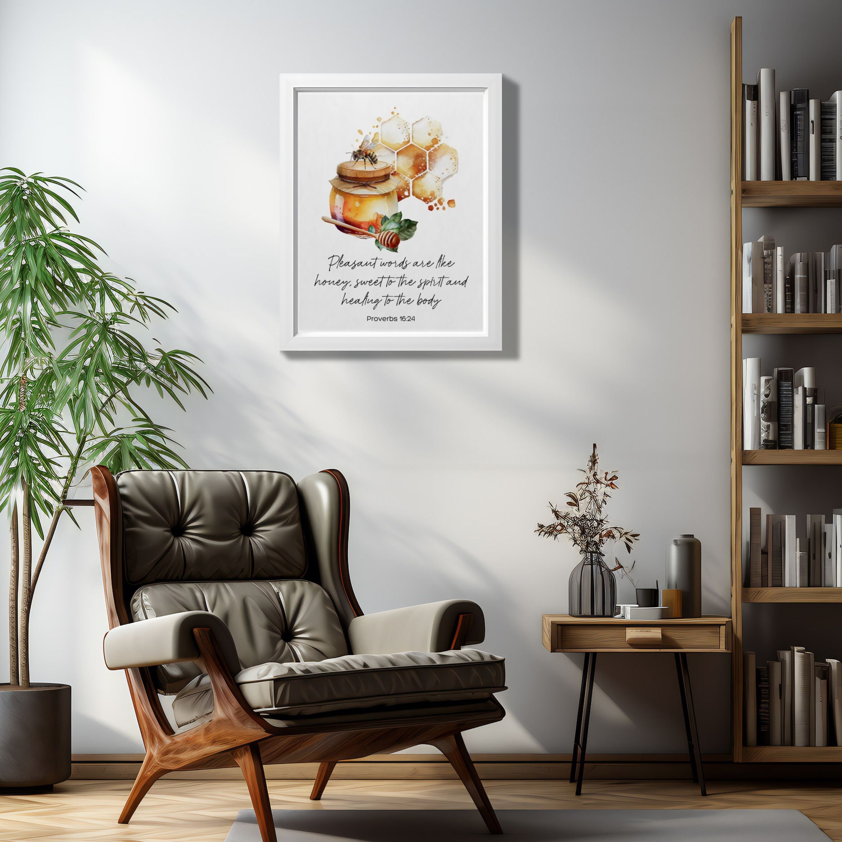 Honey Bee Bible Verse Wall Art Bumble Bee Poster Honeycomb Garden Decor ...