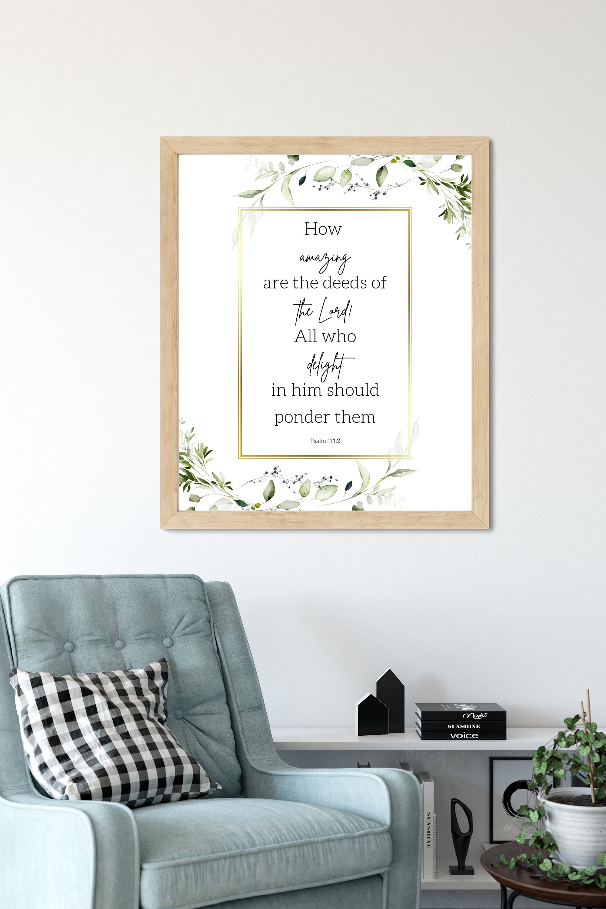 Christian Wall Art Faith Poster Bedroom Scripture Sign Botanical Living ...