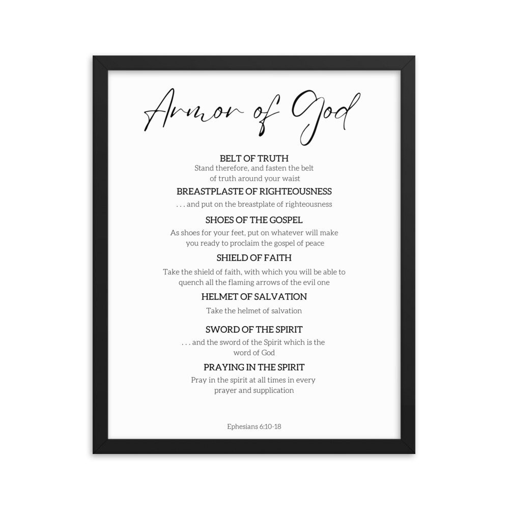Armor of God Framed Poster Bible Verse Minimalist Wall Art Living Room ...