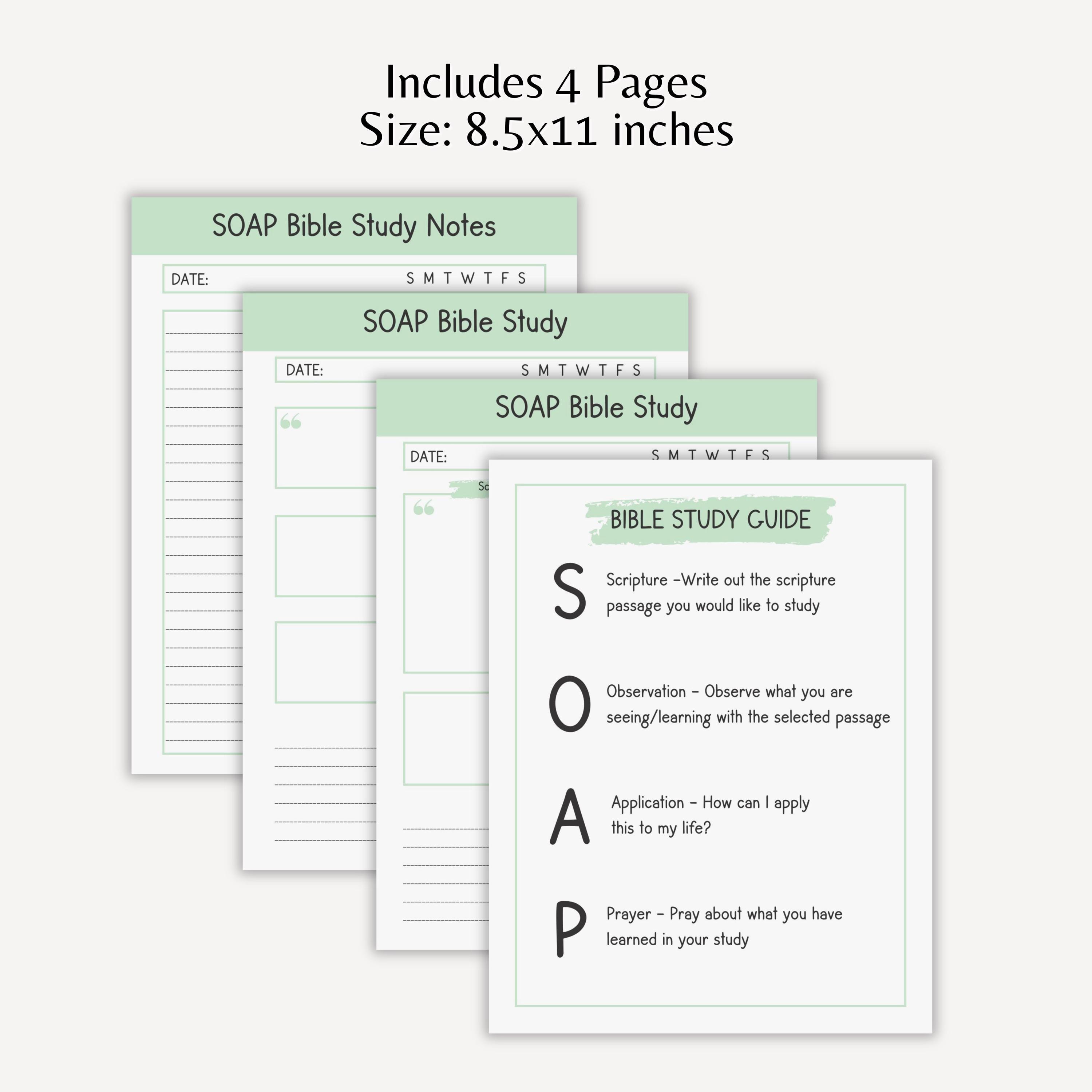 SOAP Bible Study Template Digital Scripture Worksheet Printable ...